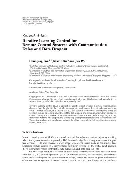 Pdf Iterative Learning Control For Remote Control Systems With Communication Delay And Data