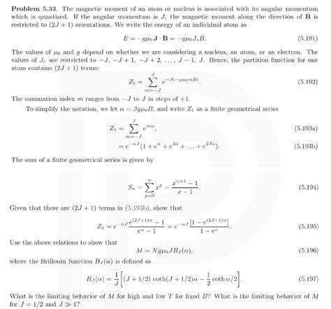 Solved The Magnetic Moment Of An Atom Or Nucleus Is