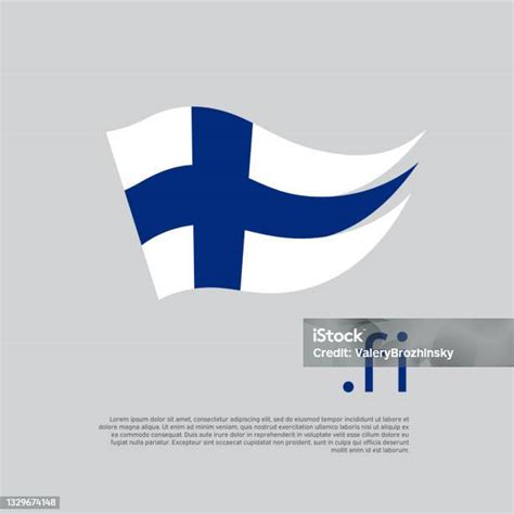 핀란드 국기 흰색 배경에 핀란드 국기의 색상을 줄무늬 벡터 디자인 국가 포스터 와 Fi 도메인 텍스트에 대 한 장소 브러시