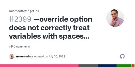Override Option Does Not Correctly Treat Variables With Spaces Like