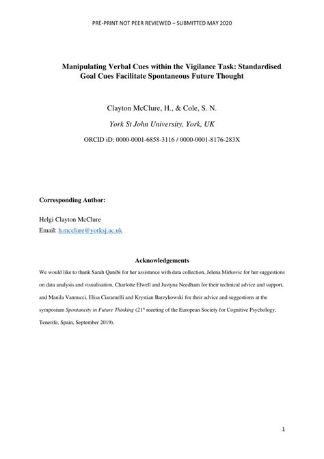 pdf manipulating verbal cues within the vigilance task standardised goal cues facilitate