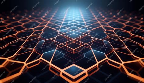 Abstract Background With Digital Lit Hexagonal Concept Premium Ai Generated Image
