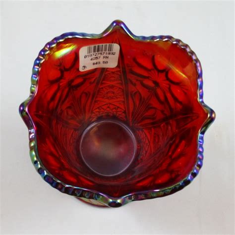 Fenton Red Four Seventy Four 4257 Rn Carnival Glass Vase Carnival Glass