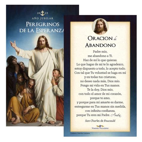 Prayer Card Pilgrims Of Hope 2025 Jubilee Year In Spanish Set Of 50 Vianney Vocations