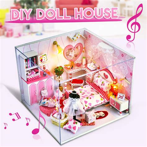 Buy With Led Lights Glass Dust Cover Miniature Dollhouse Diy Sweet