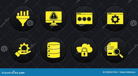 Set Hand Settings Gear Browser Server Data Web Hosting Cloud