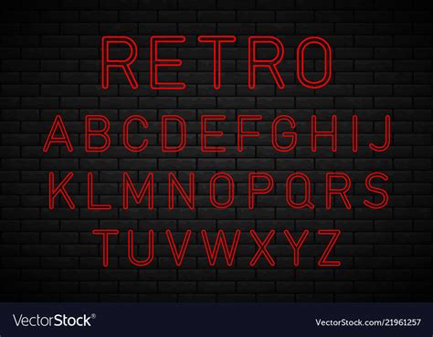Retro Font Neon Royalty Free Vector Image VectorStock
