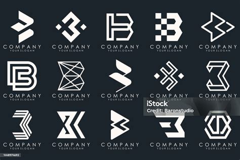 추상 문자 B 로고 아이콘 세트입니다 고급스럽고 우아하고 단순한 비즈니스를위한 디자인 3에 대한 스톡 벡터 아트 및 기타 이미지 3 개념 개발 Istock