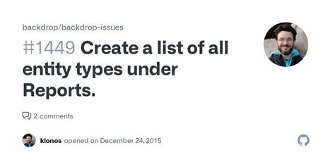 Create A List Of All Entity Types Under Reports · Issue 1449