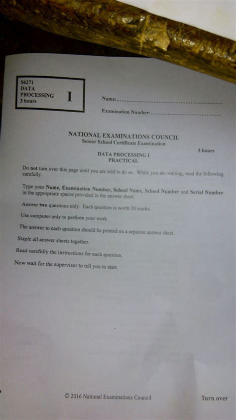 Neco 2016 2017 Data Processing Questions And Answers