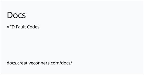 VFD Fault Codes Docs