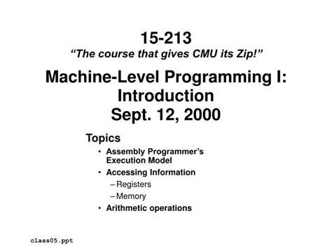 Ppt Machine Level Programming I Introduction Sept 12 2000