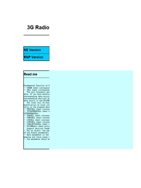 3g Radio Network Planning Data Template Pdf Electronics Networking Standards