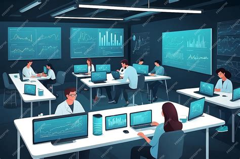 Premium Photo Illustrate A Scene With Students Using Ai Algorithms To Analyze Complex Datasets