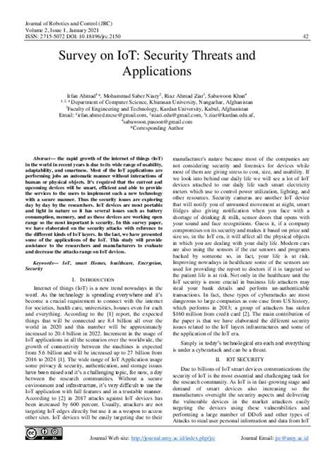 Pdf Survey On Iot Security Threats And Applications