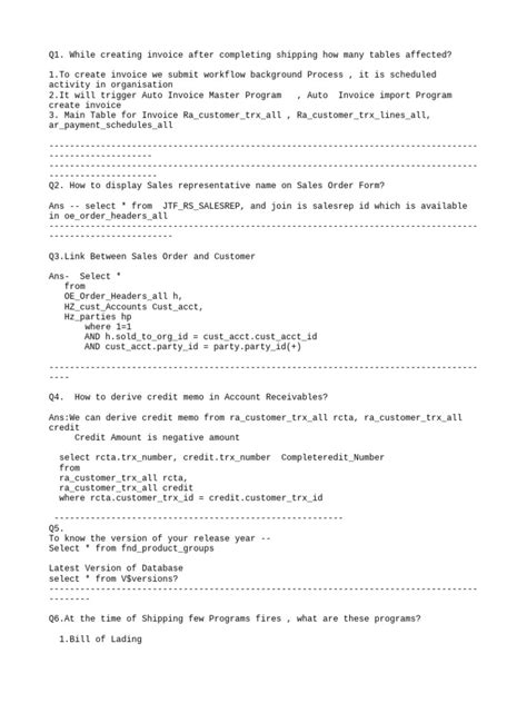scenario based interview question order to cash pdf