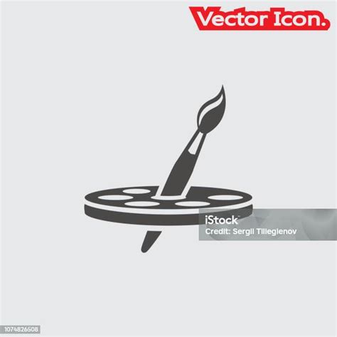 브러쉬 아이콘 고립 된 기호 및 응용 프로그램 웹 및 디지털 디자인에 대 한 평면 스타일 팔레트 공예에 대한 스톡 벡터 아트 및