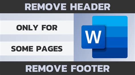 How To Remove Header And Footer For Some Pages In Word Youtube