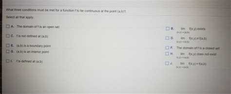 Solved What Three Conditions Must Be Met For A Function F To Chegg Com
