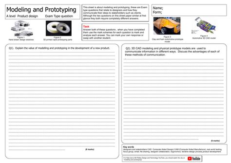 A Level Product Design Modeling And Prototyping Exam Type Questions