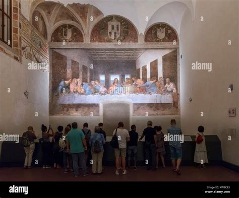 Visitors In Front Of The Last Supper Cenacolo Vinciano By Leonardo Da