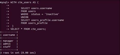 Mysql With Common Table Expression Cte