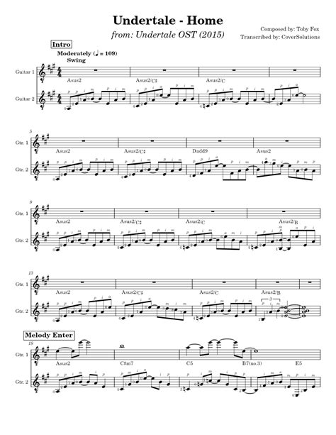 Home Undertale Sheet Music For Guitar Mixed Duet