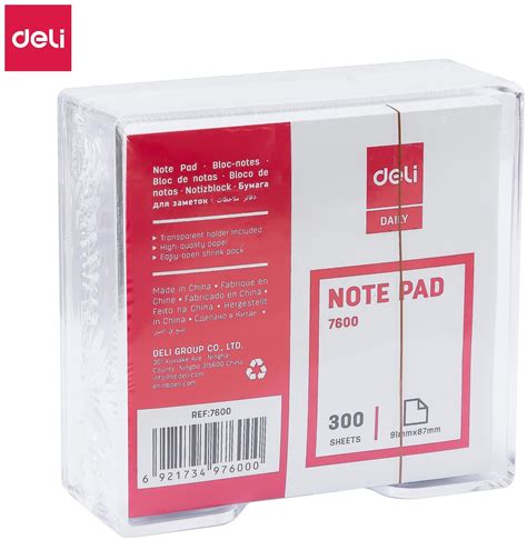 ჩასანიშნი ფურცლები პლასტმასის ჩასადებით Deli 91x87მმ 300 ფურცელი