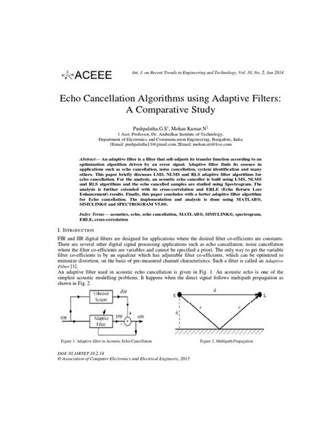 Echo Cancellation Algorithms Using Adaptive Filters A Comparative