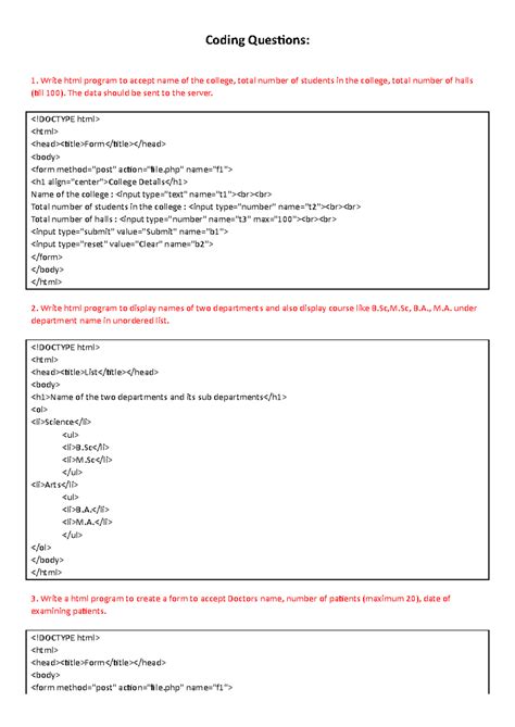 Q8 Coding H Dont Have Much To Say Coding Questions Write Html