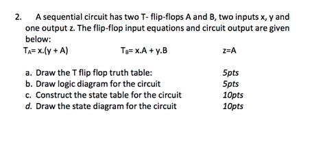 Solved 2 A Sequential Circuit Has Two T Flip Flops A And B
