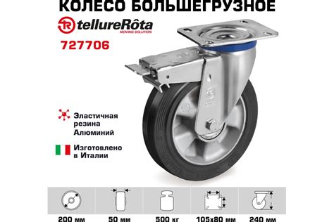 Колесо с вращающейся опорой, пластиной крепления и передним тормозом ...