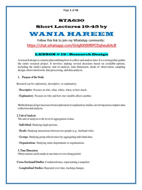 Sta630 Short Lec 19 45 By Wania Hareem Pdf Survey Methodology Sampling Statistics