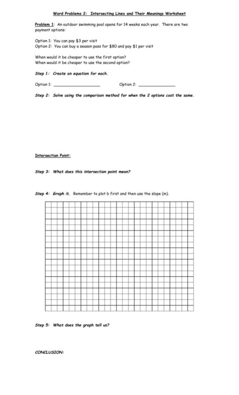 Intersecting Lines Word Problems Worksheet