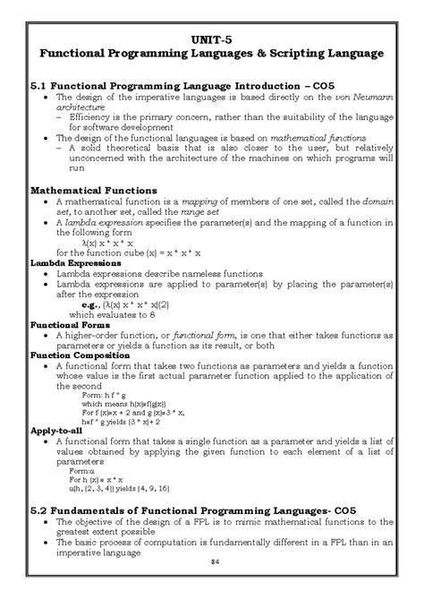 Ppl Notes Unit 5 Functional Programming Languages Scripting Language
