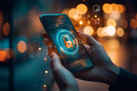 Close Up Of Hands Holding Iphone With Digital Padlock Icon And Security
