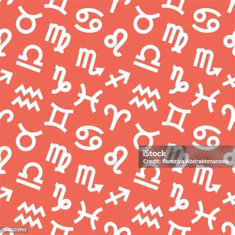 조디악 징후 완벽 한 패턴입니다 물병자리 천칭 자리 레오 황소 자리 암 물고기 자리 처녀자리 염소 자리 궁수자리 양자리 쌍둥이 자리 전갈 자리 점성 학 달력 배경입니다 황도