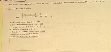 Solved Let X Be A Discrete Random Variable That Takes On The