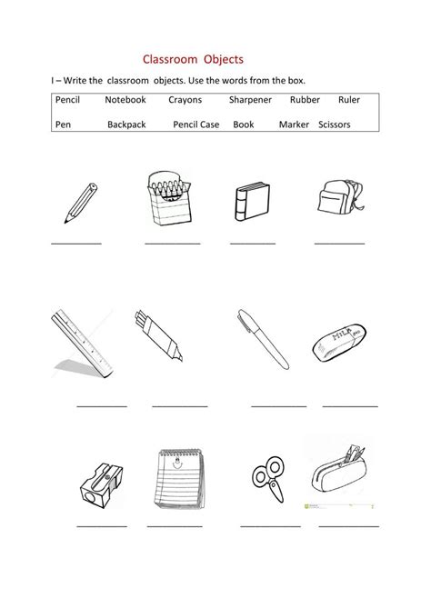 Classroom Objects Vocabulary Worksheet Classroom Objects Vocabulary Worksheet