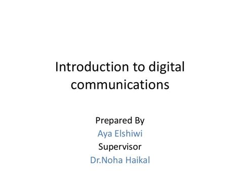 Introduction To Digital Communications