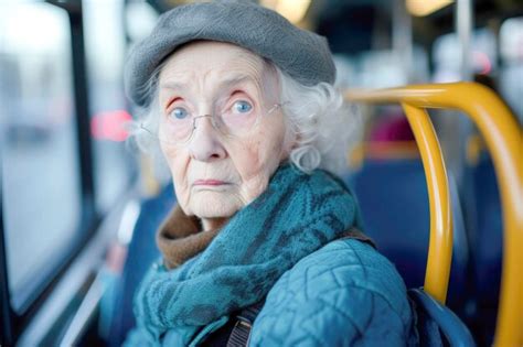 Premium Photo Old Woman Riding A City Bus In City