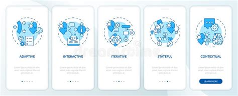 Walkthrough Cognitive Computing Features With Blue Icons Stock Vector Illustration Of Layout