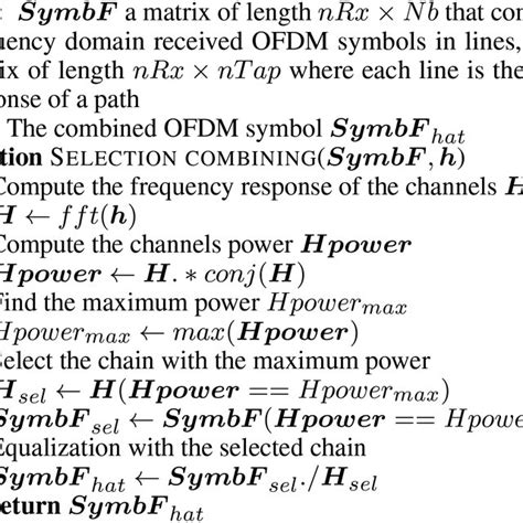 Algorithm 3 Selection Combining Algorithm Download Scientific Diagram