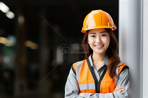 带安全头盔的女工程师高清图片下载 正版图片600943141 摄图网