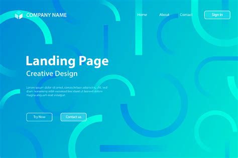 방문 페이지 템플릿 기하학적 모양의 추상적 인 디자인 최신 유행 의 파란색 그라데이션 0명에 대한 스톡 벡터 아트 및 기타 이미지 Istock