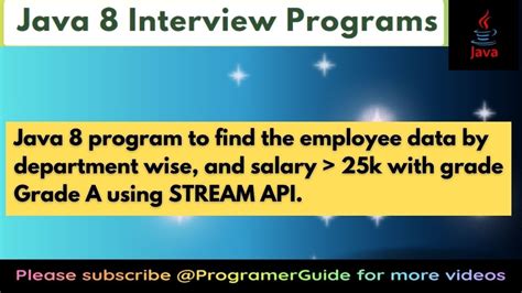Java 8 Program Find The Employee Data By Department Wise And Salary