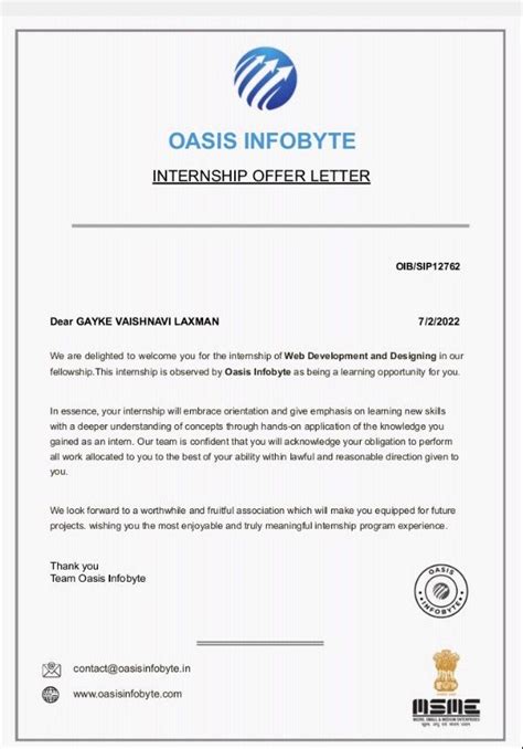 vaishnavi gayke on linkedin intern webdevelopment