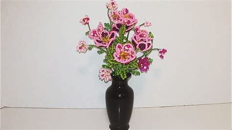 Цветы из крупного бисера МК от Koshka2015 цветы из бисера бисероплетение Beaded Flowers Diy