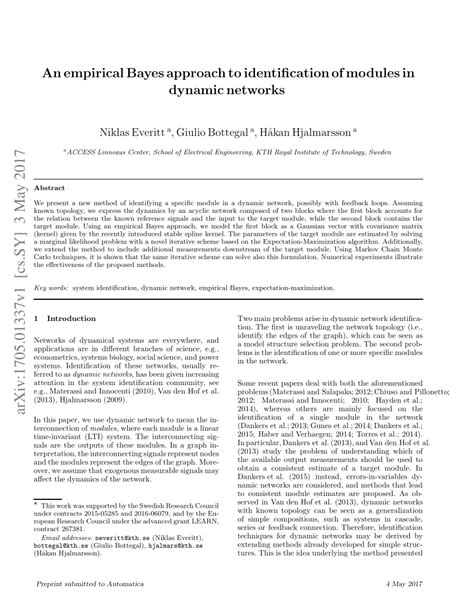 Pdf An Empirical Bayes Approach To Identification Of Modules In Dynamic Networks