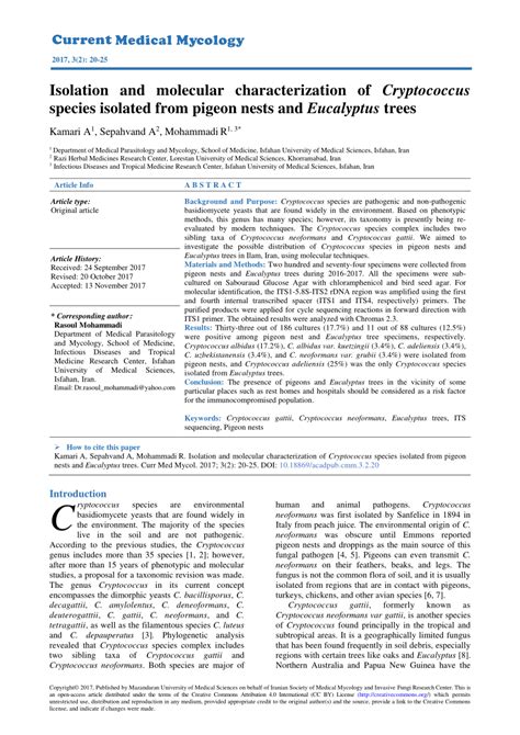 Pdf Isolation And Molecular Characterization Of Cryptococcus Species Pdf Isolation And Molecular Characterization Of Cryptococcus Species